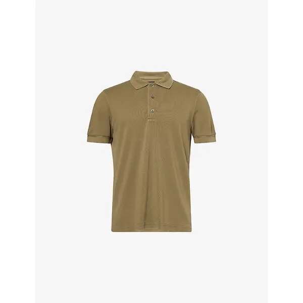 TOM FORD Short-sleeve Piquet Cotton-blend Polo Shirt - Pale Army