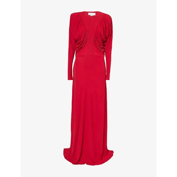 Stella McCartney Draped Padded-shoulders Woven Gown
