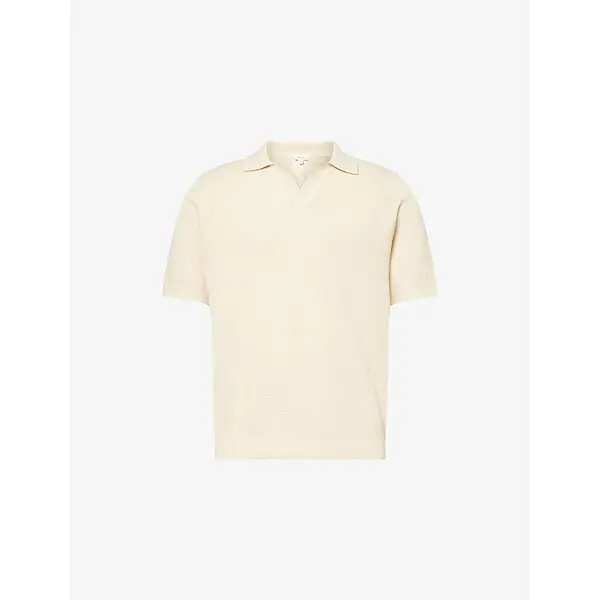 Sunspel Sun Compact V-neck Knitted -mesh Polo Top