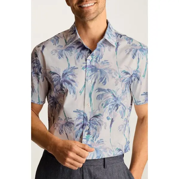 Bonobos Riviera Slim Fit Palm Print Short Sleeve Button-up Shirt - Paradiso Palms
