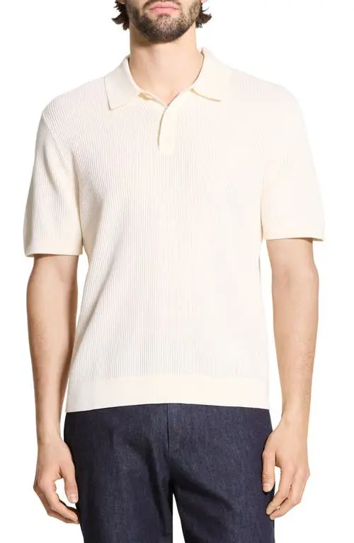 Theory Mesh Knit Polo - Eggshell