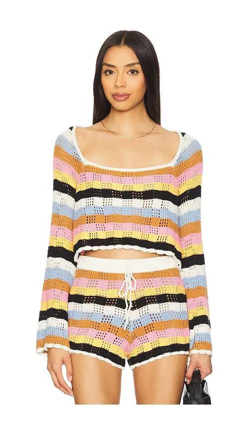 L*Space Lost Tides Top In Ivory,pink