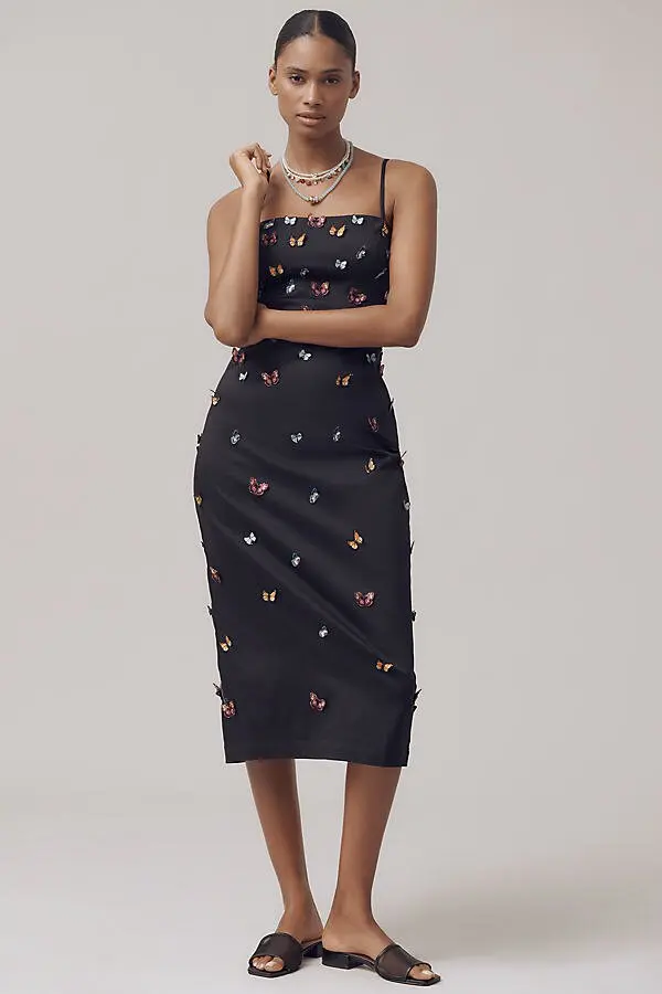 Maeve Butterfly-embellished Midi Dress