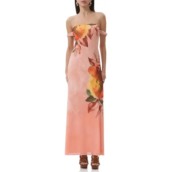 AFRM Printed Off-the-shoulder Maxi Dress
