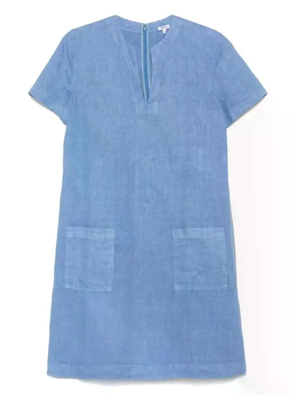 Aspesi Slub Linen Mini Dress In Blue - 17% Off | Editorialist