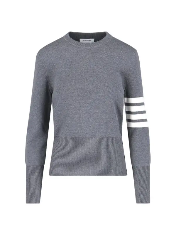 Thom Browne Long Sleeve Cotton Sweater - Grey