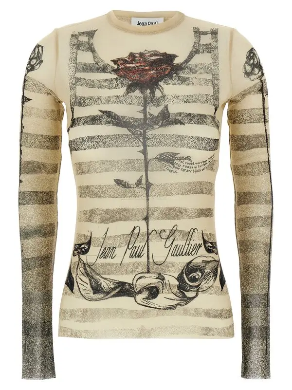 Jean Paul Gaultier Printed Tulle Top - Multicolor
