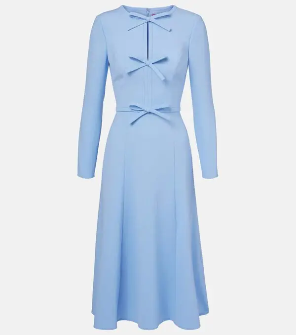 Carolina Herrera Bow-detail Crêpe Midi Dress - Blue