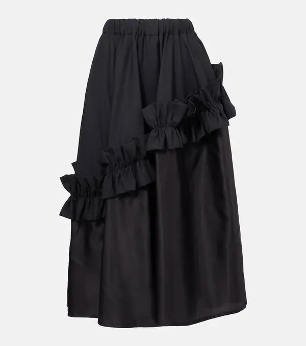Noir Kei Ninomiya Ruffled Wool Midi Skirt
