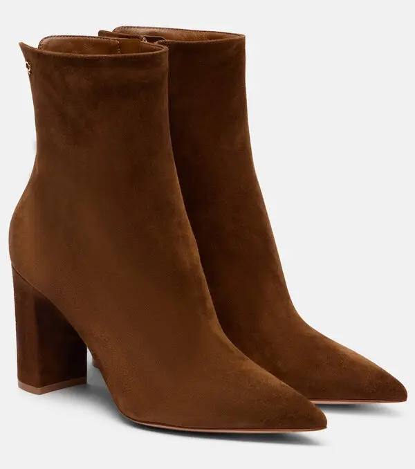 GIANVITO ROSSI Lyell 85 Suede Ankle Boots - Brown