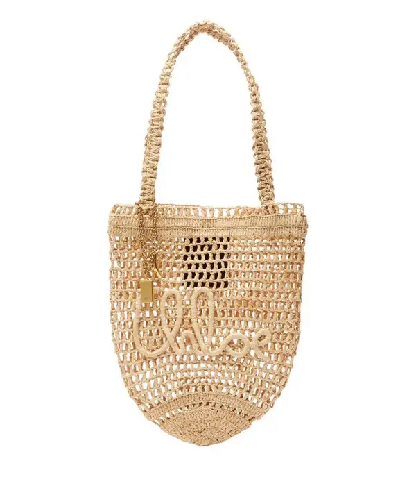 Chloé Small Raffia Tote Bag - Beige