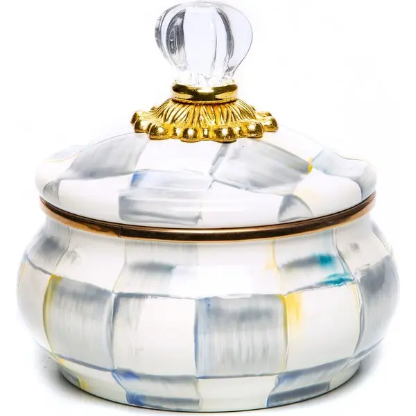 MACKENZIE-CHILDS Sterling Check Enamel Squashed Pot