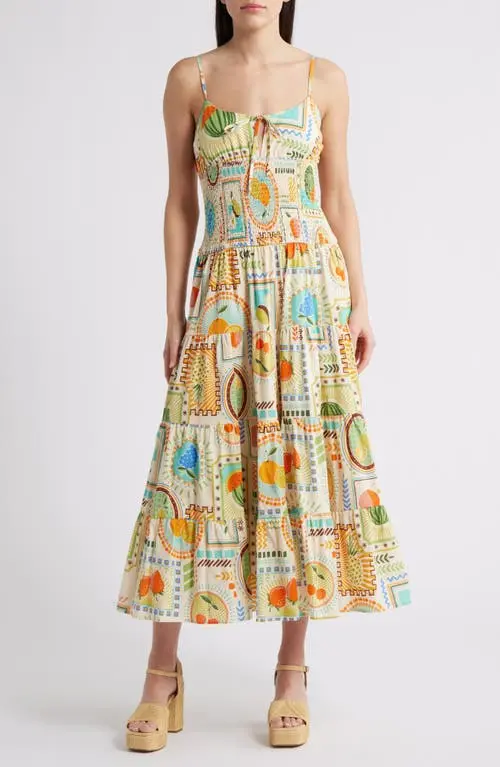 Moon River Printed Tiered Maxi Dress