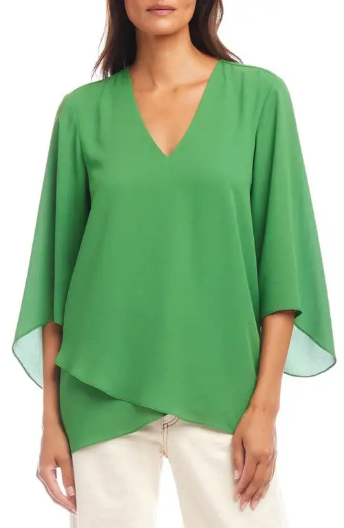 Karen Kane Crossover Hem Asymmetric Top - Green