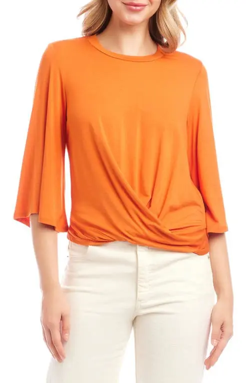 Karen Kane Drape Front Jersey Top - Tangerine