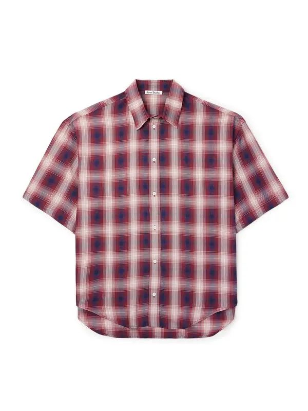 Acne Studios Oversized Checked Woven Shirt - Red
