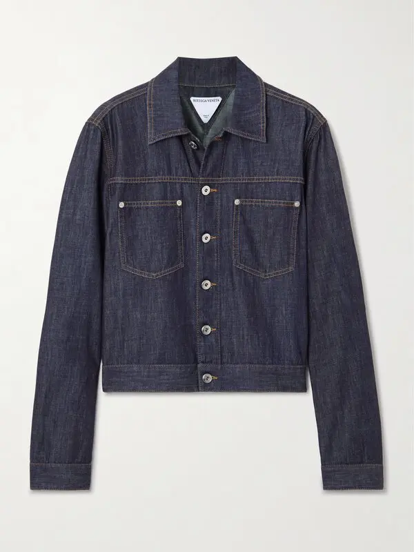Bottega Veneta Intrecciato Suede-trimmed Denim Jacket - Blue