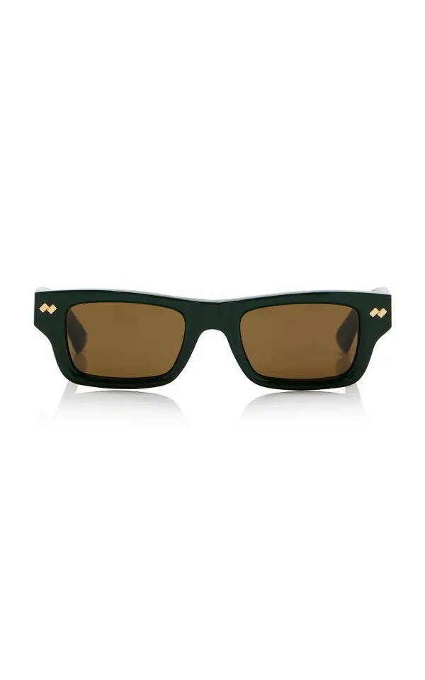 Bottega Veneta Bold Ribbon Stud Acetate Sunglasses - Green