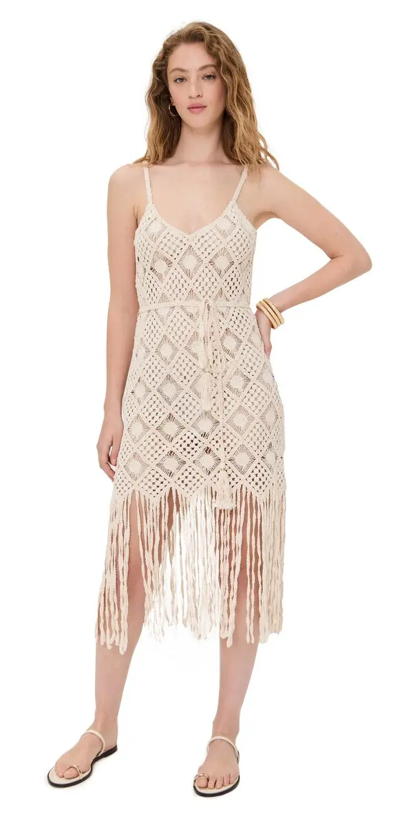 L'Agence Haleigh Diamond Crochet Midi Dress