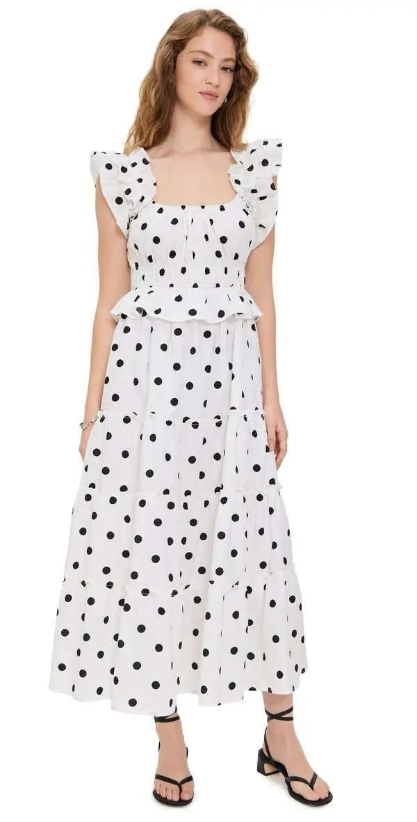 O.P.T Avery Polka-dot Midi Dress