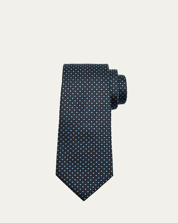 Giorgio Armani Polka Dot Jacquard Silk Neck Tie - Night Sky
