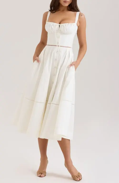 House Of Cb Chiarina Stretch Cotton Midi Sundress - White