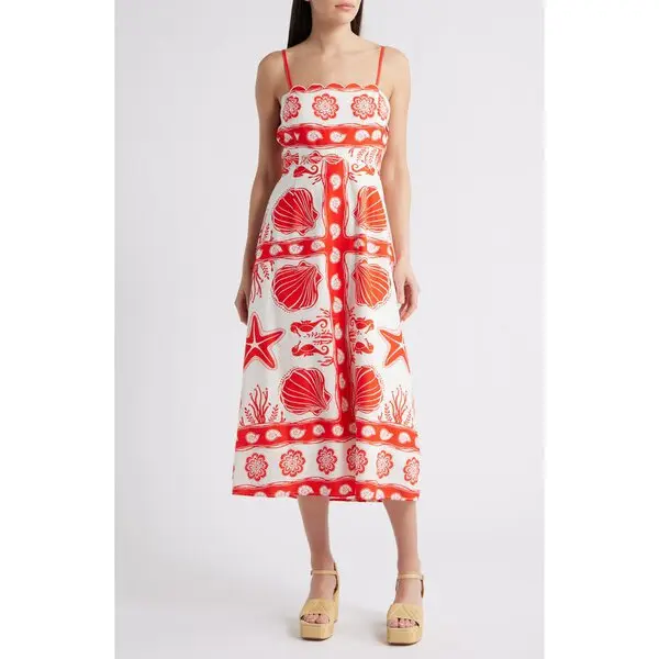 Moon River Floral Print A-line Dress