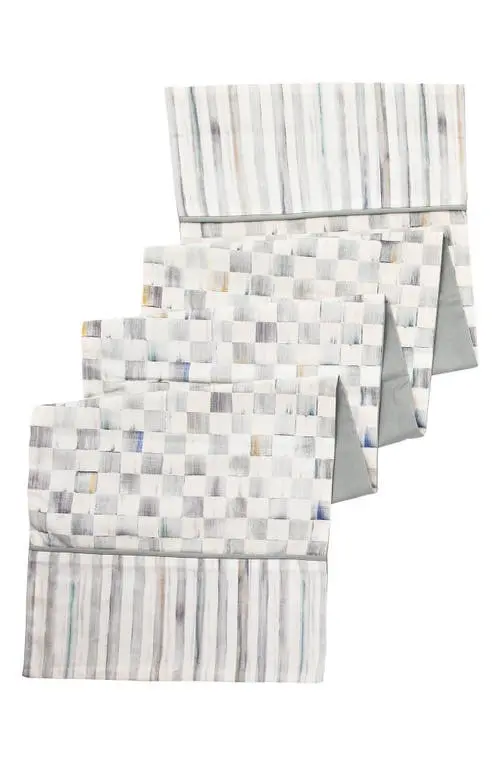 MACKENZIE-CHILDS Sterling Check Table Runner - Grey/ White