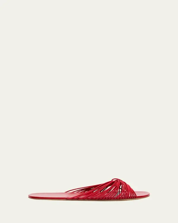 THE ROW Sara Elastic Thong Slides - Laquer Red