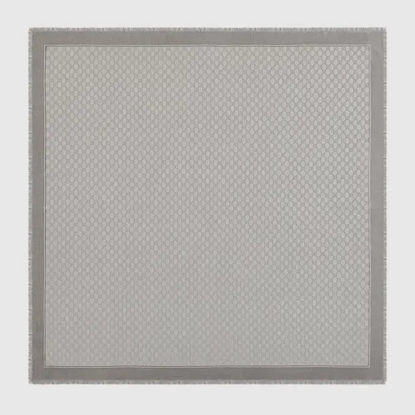 Gucci Laminated Gg Wool Shawl Wool - Grey