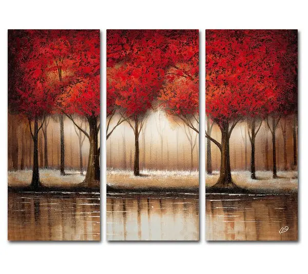 LAVISH HOME Rio Parade Of Red Trees 3-piece Print
