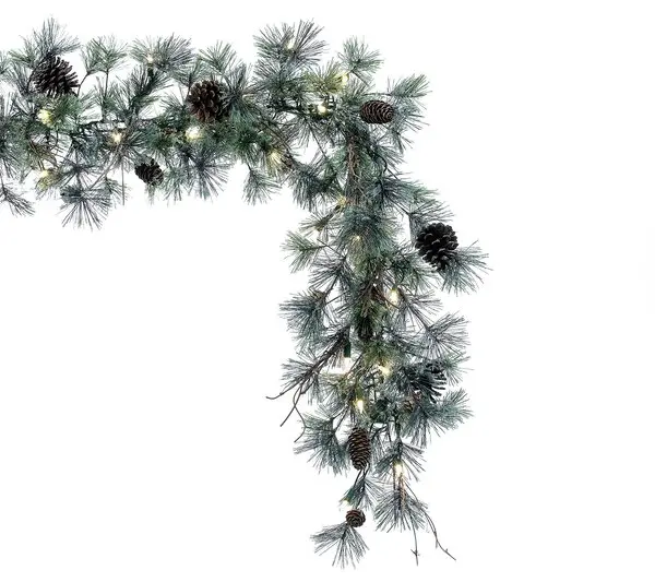 VICKERMAN 9' X 12' Dakota Artificial Pre-lit Ch Ristmas Garland