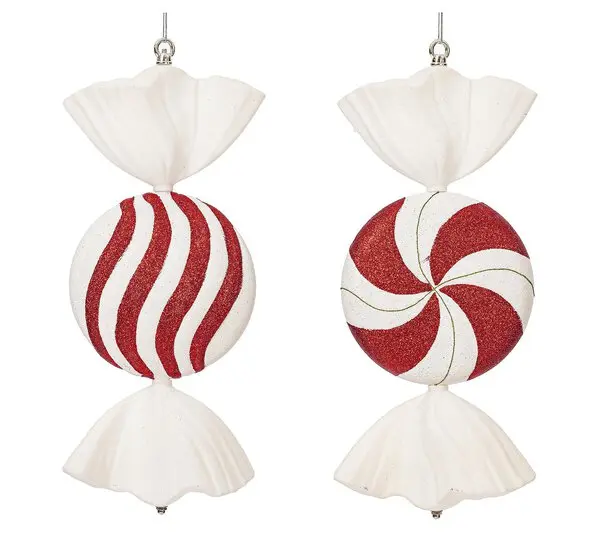 VICKERMAN 18' Peppermint Candy Ornament Set
