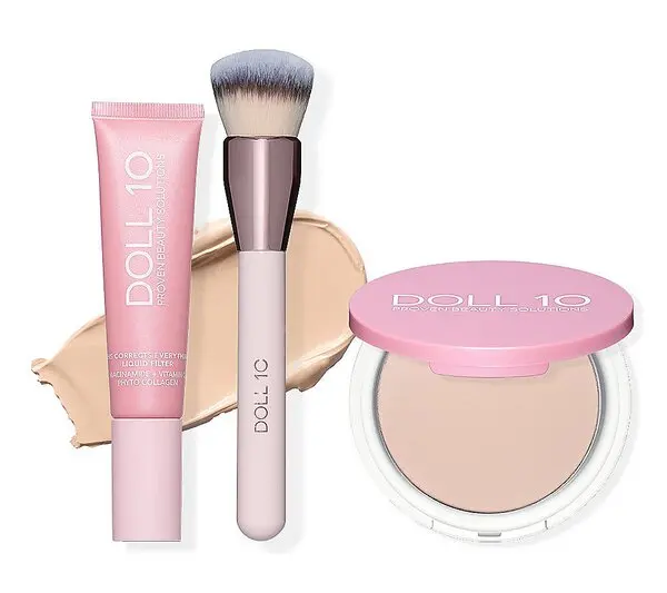 DOLL 10 Tce Liquid Filter Foundation With Powder & Brush