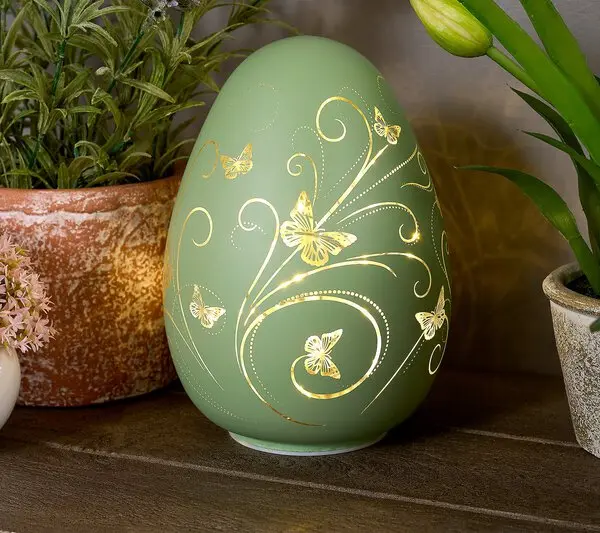 VALERIE PARR HILL As Is 8' Lit Butterflies In Flight Glass Egg Valerie