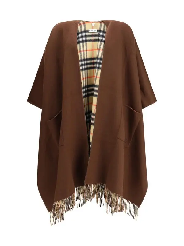 Burberry Reversible Wool And Cashmere Cape - Brown