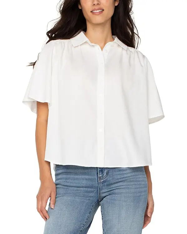 LIVERPOOL Button Front Top - White