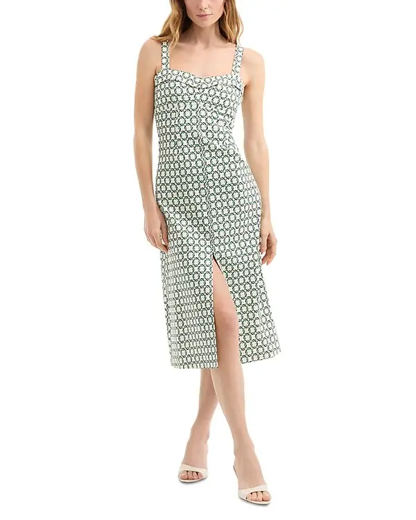 Veronica Beard Colleen Printed Slit Midi Dress - Dove Multi