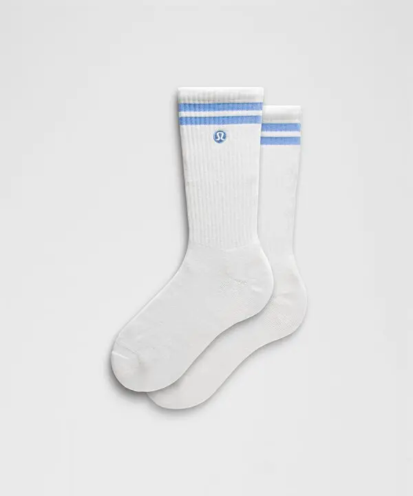 Lululemon Daily Essential Crew Socks - White/pool Party