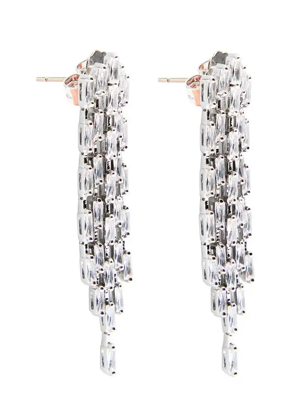 CZ BY KENNETH JAY LANE Fringe Rhodium-plated Drop Earrings