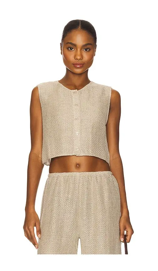 LESET Stella Crewneck Vest Top - Dune