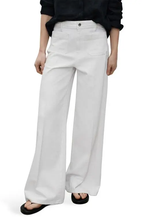 Mango High Waist Wide Leg Jeans - White
