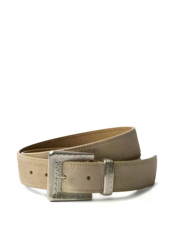 Prada Engraved-buckle Suede Belt