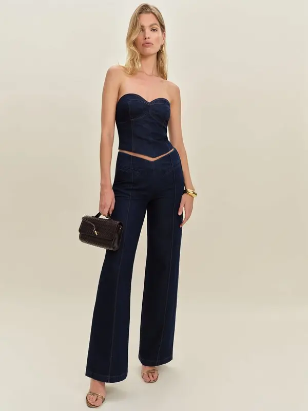 REFORMATION Arana Stretch Low Rise Wide Leg Trousers