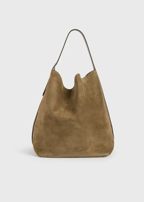 TOTÊME Belted Suede Tote - Dark Olive