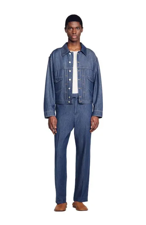 Sandro Oversized Chambray Jacket - Raw-denim