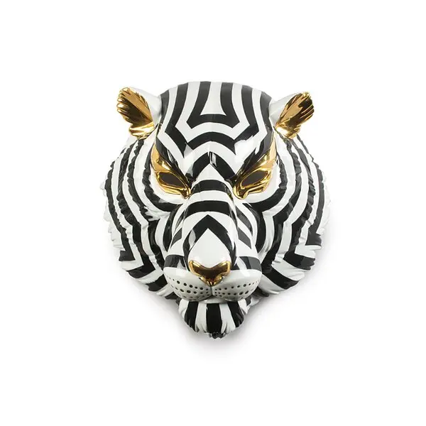 LLADRO Tiger Mask, Black Gold