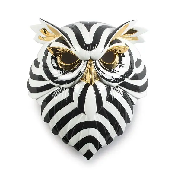 LLADRO Owl Mask, Black-gold