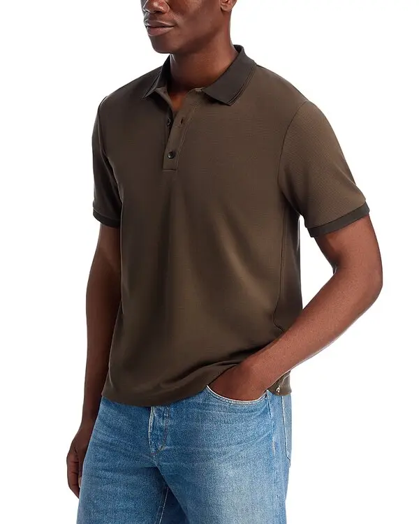 Rag & Bone Tech Pique Short Sleeve Polo Shirt - Bark