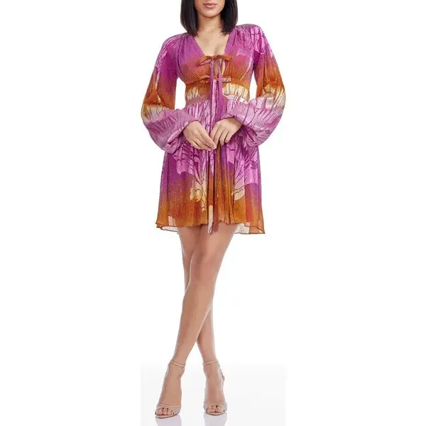 Dress The Population Codi Long Sleeve Fit & Flare Dress